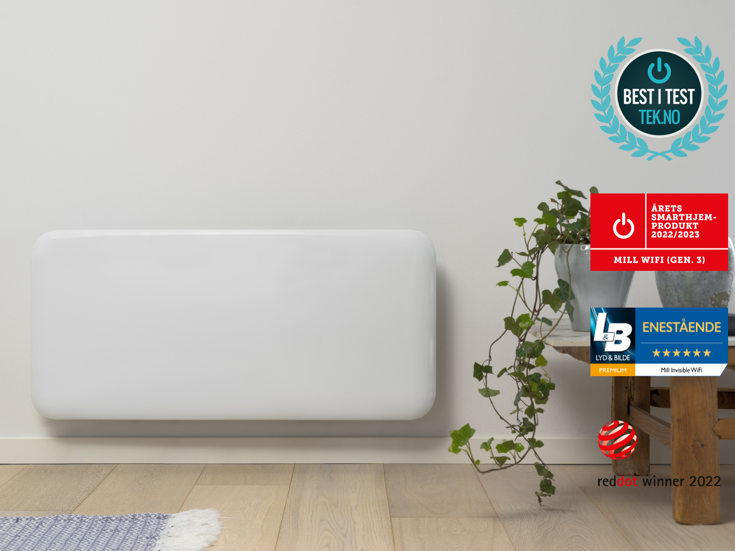 Mill Invisible WiFi panelovn 1500W - Mill